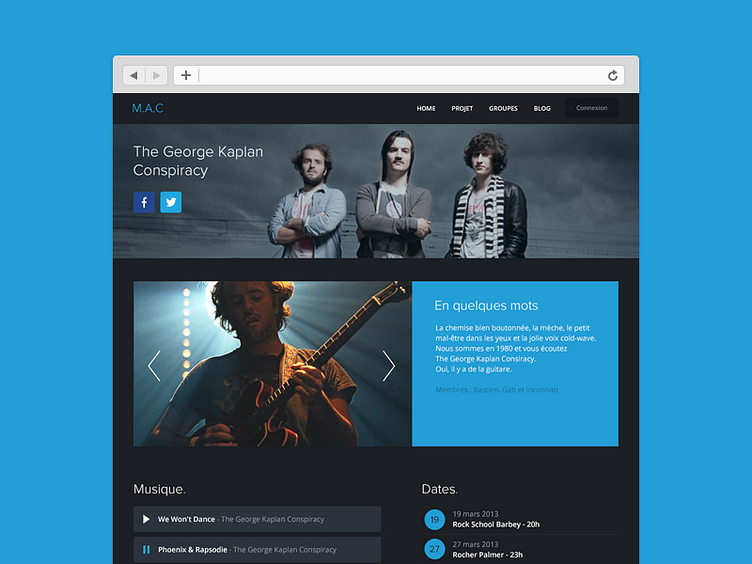 Artist profile page by Damien Da Costa on Dribbble