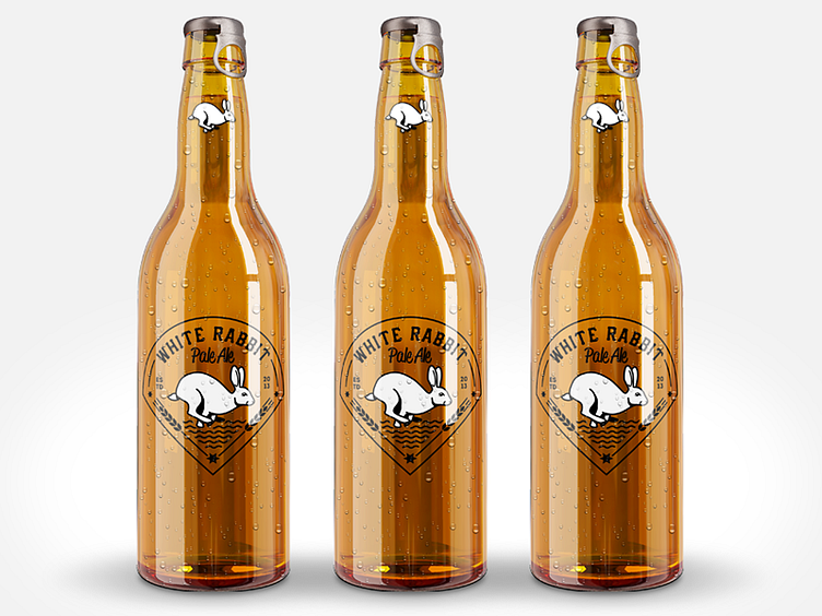 White Rabbit Pale Ale Vintage Logo Bottle Mockup by Mathias Temmen on ...