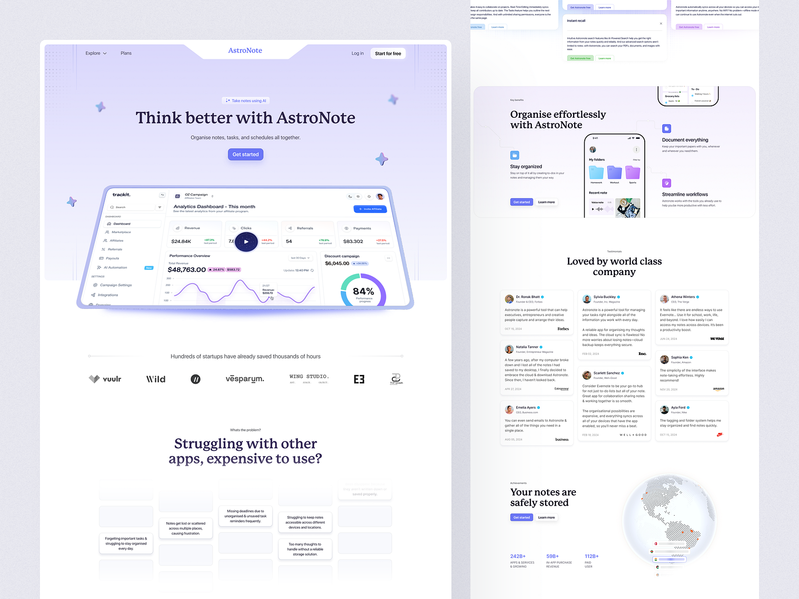 AstroNote - Note-Taking Tools AI by Ofspace UX/UI on Dribbble
