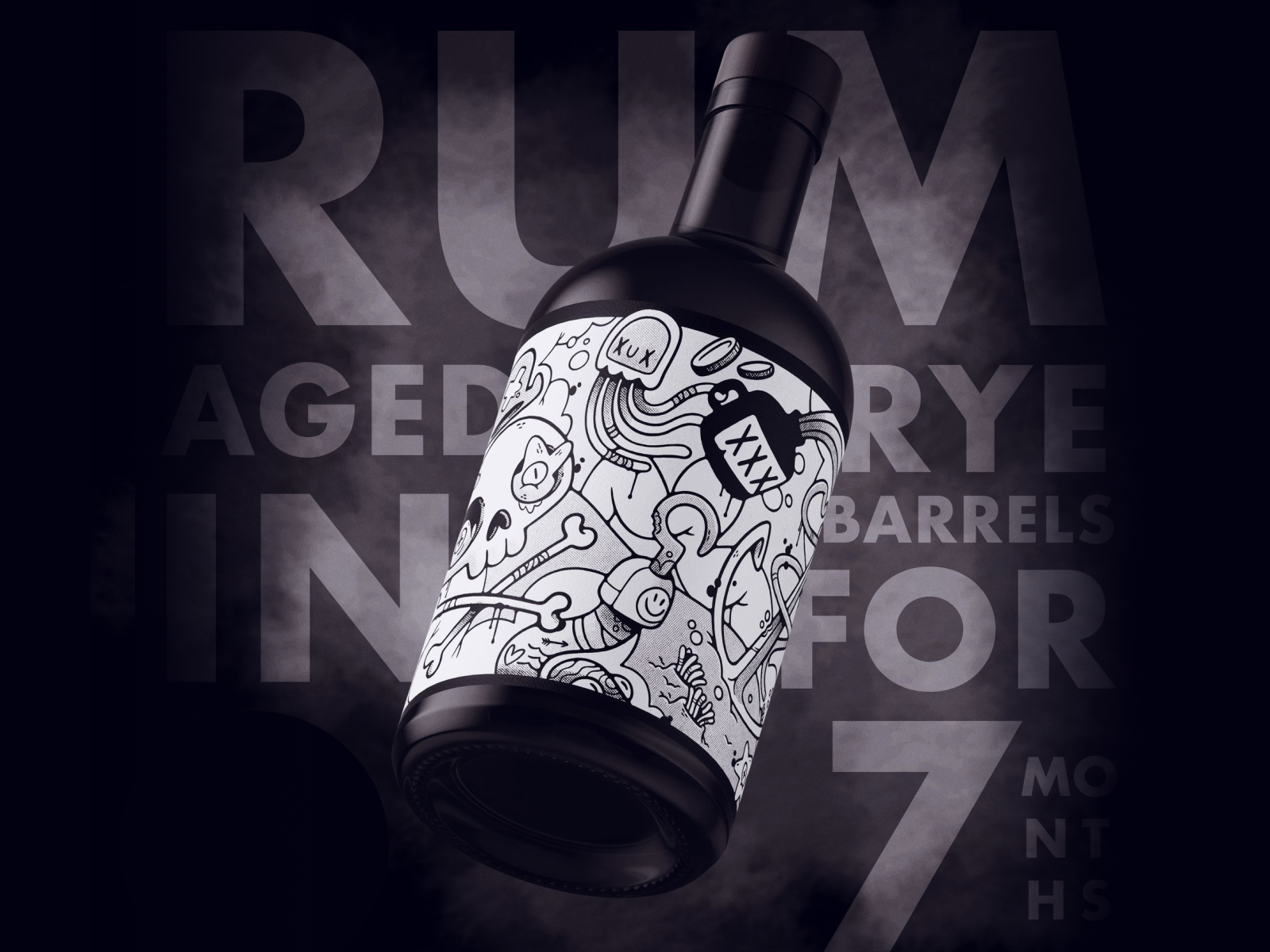 Rum Bottle Label by Jetpacks and Rollerskates on Dribbble