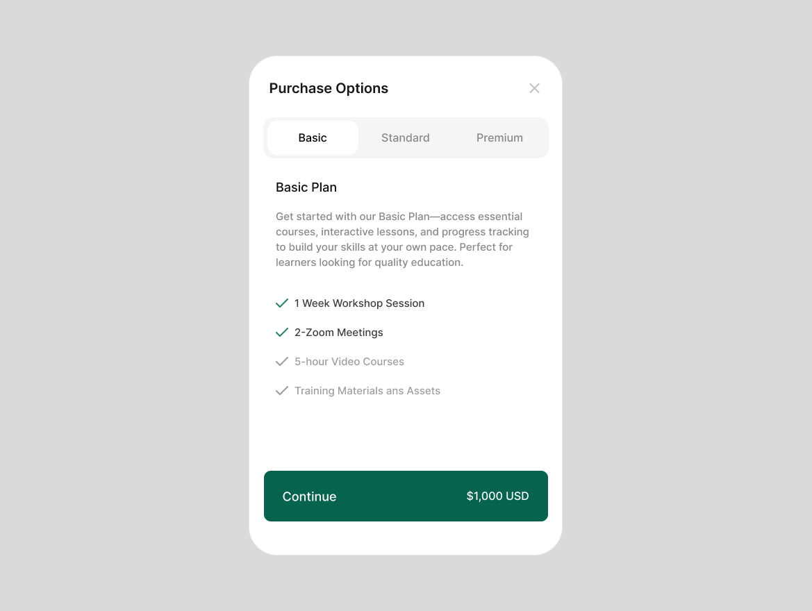 Purchase Options - Bottom Sheet by Jyoti Waswani on Dribbble