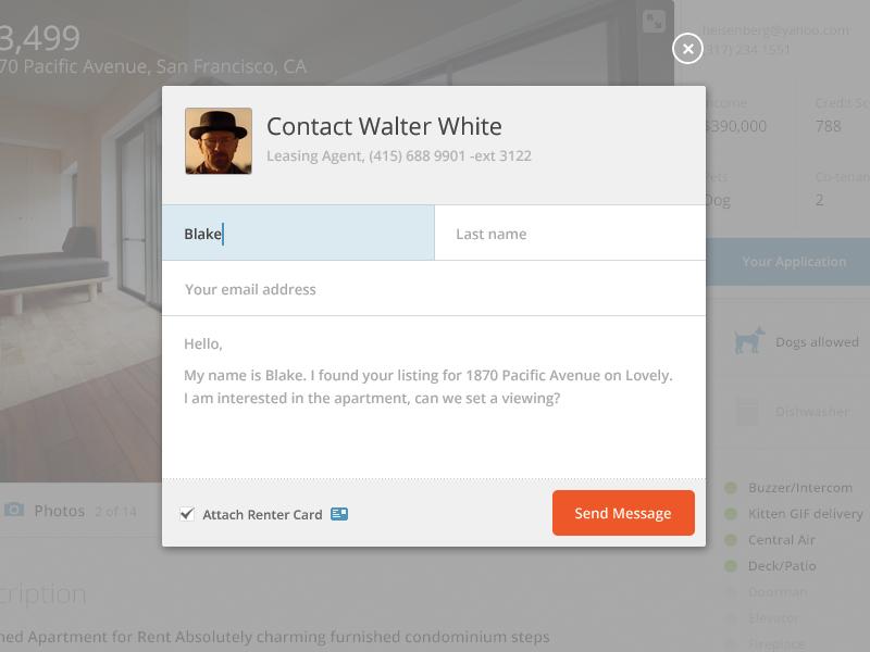 Contact modal by Kerem Suer on Dribbble