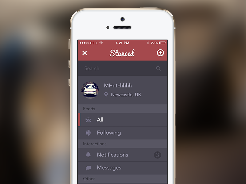 Stanced iPhone Menu by Michael Hutchinson on Dribbble