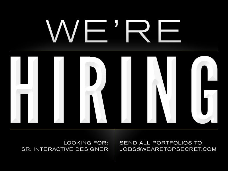 STS IS HIRING! by Aaron Sather for Super Top Secret on Dribbble