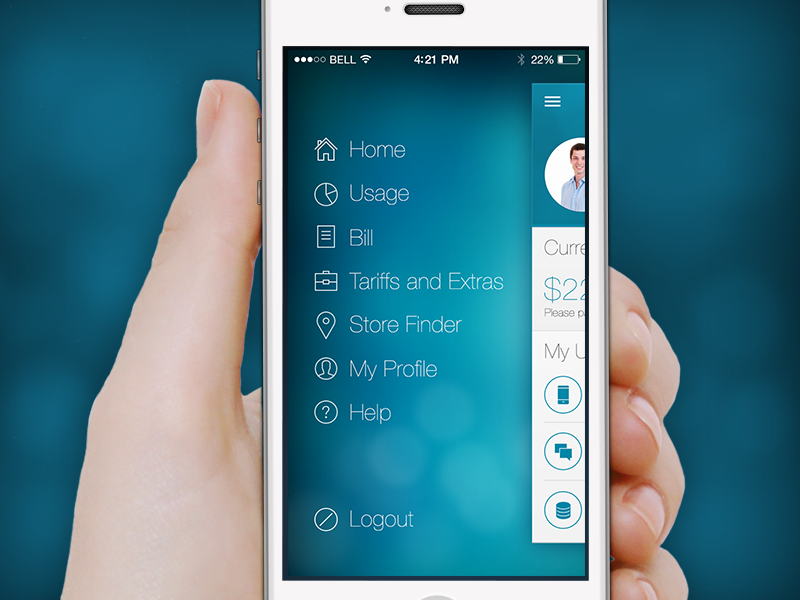 iOS 7 Side Navigation by Kristijan Popaginovski on Dribbble
