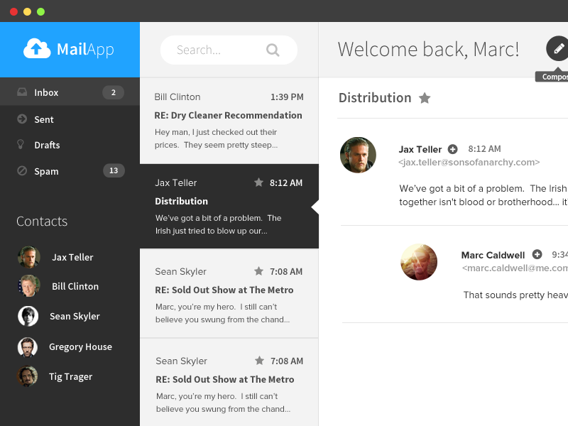 Mail App Concept by Marc Caldwell on Dribbble