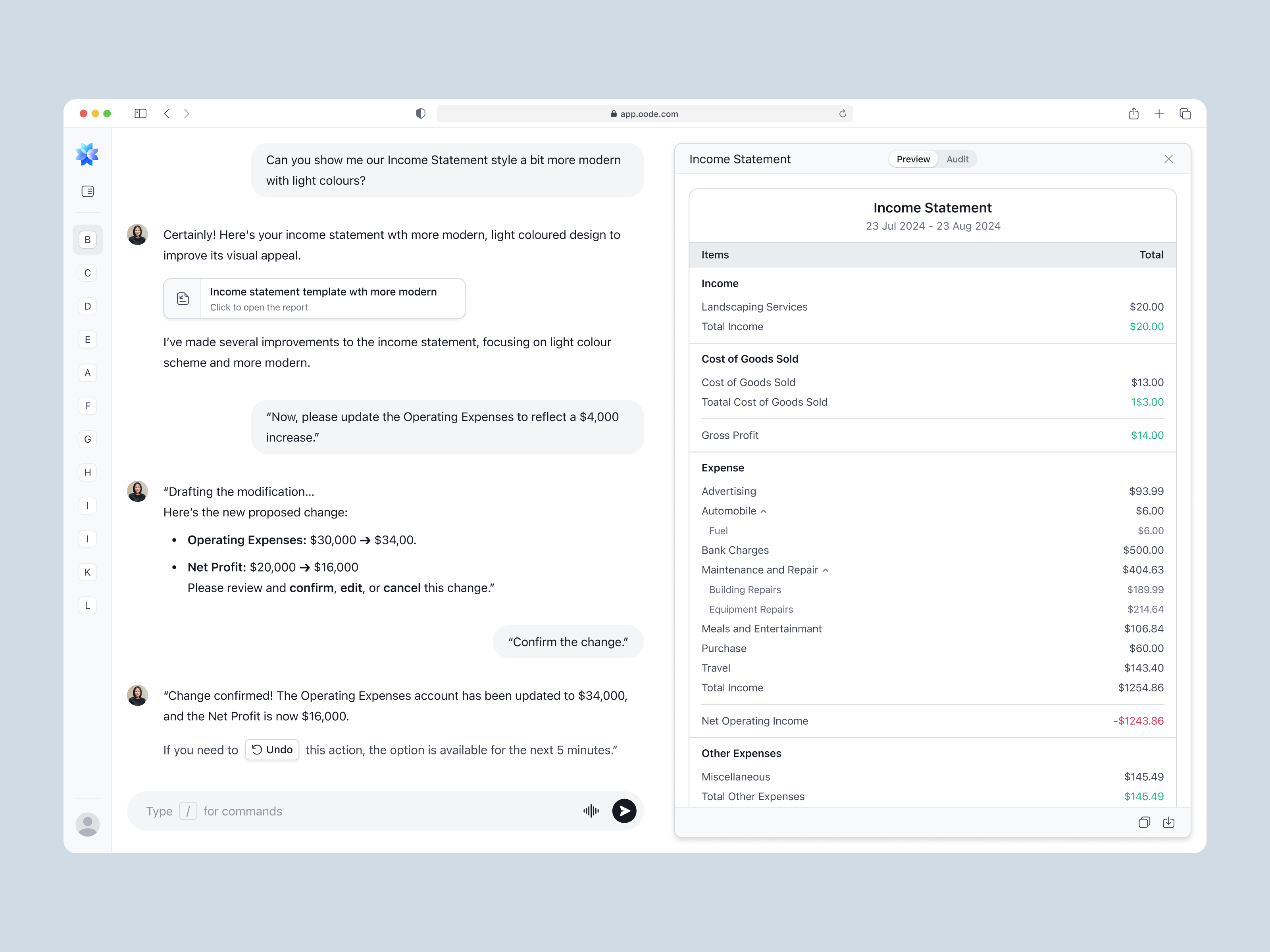 Oode Chat AI - Income Statement & Invoice by Shinas P for Stead on Dribbble