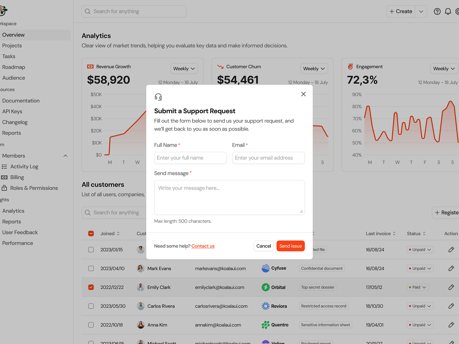 Support request · Koala UI by Jordi Espinosa on Dribbble