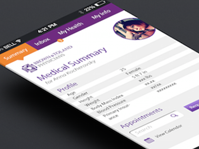 Medical Summary screenshot by Anna Arsenault on Dribbble