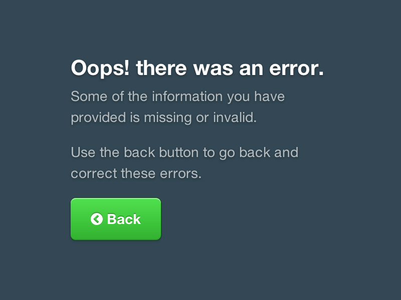 Error message by Joe Allen on Dribbble