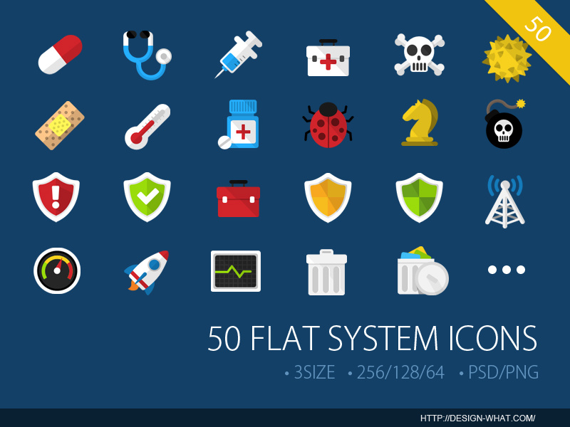 50 Flat System ICONs by Designwhat on Dribbble