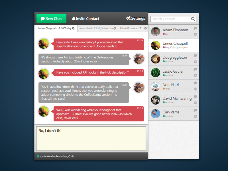 Simple Chat UI by Chris Mounsey on Dribbble