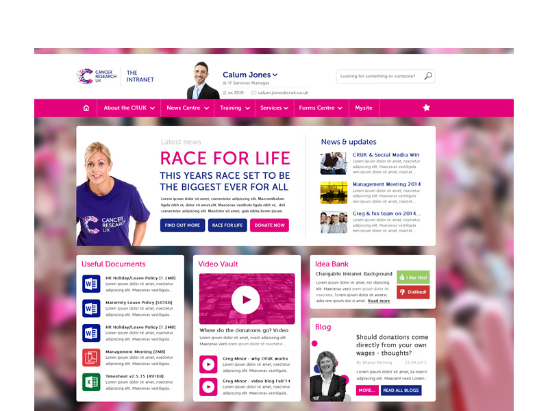 CRUK SharePoint 2013 Intranet Concept by Sam Dolan on Dribbble