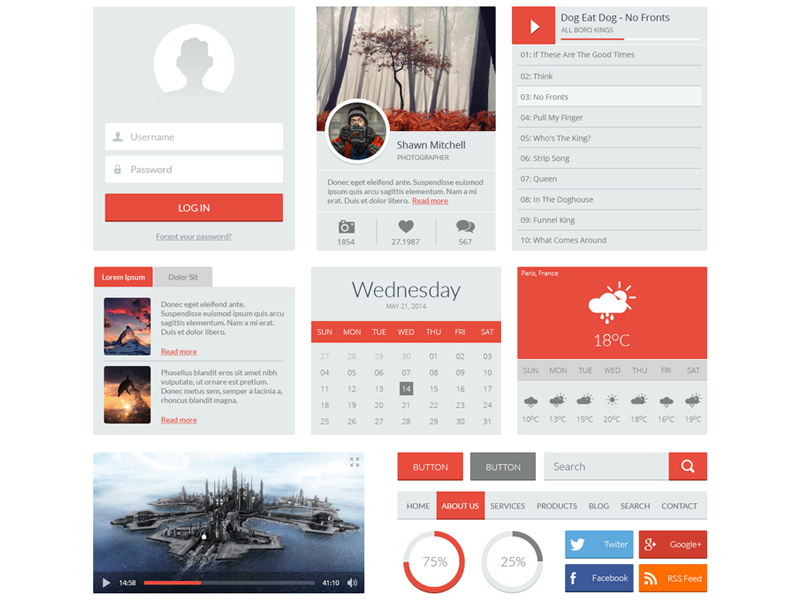 Red UI Kit by Yane Naumoski on Dribbble