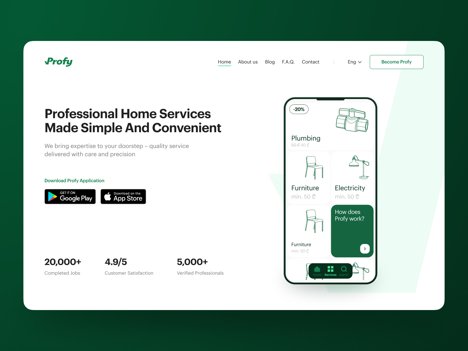 Home Service Company Website Design (Profy) by Giorgi Jarmelishvili on ...