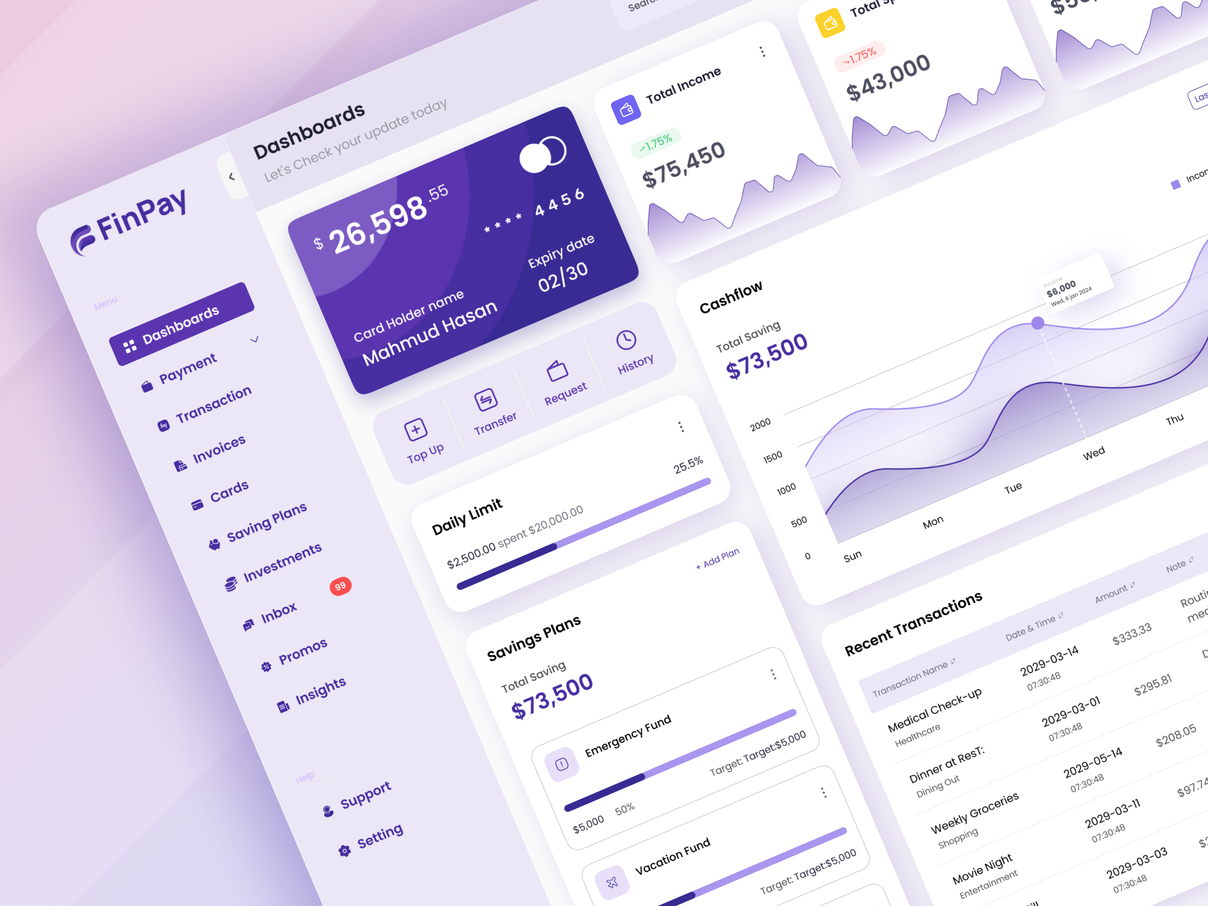 FinPay - Finance Dashboard UI by Iqbal Hosen Raju on Dribbble