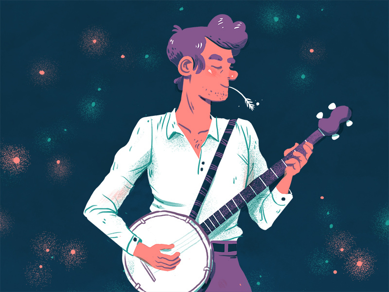 Neon banjo by Annie Carbo on Dribbble