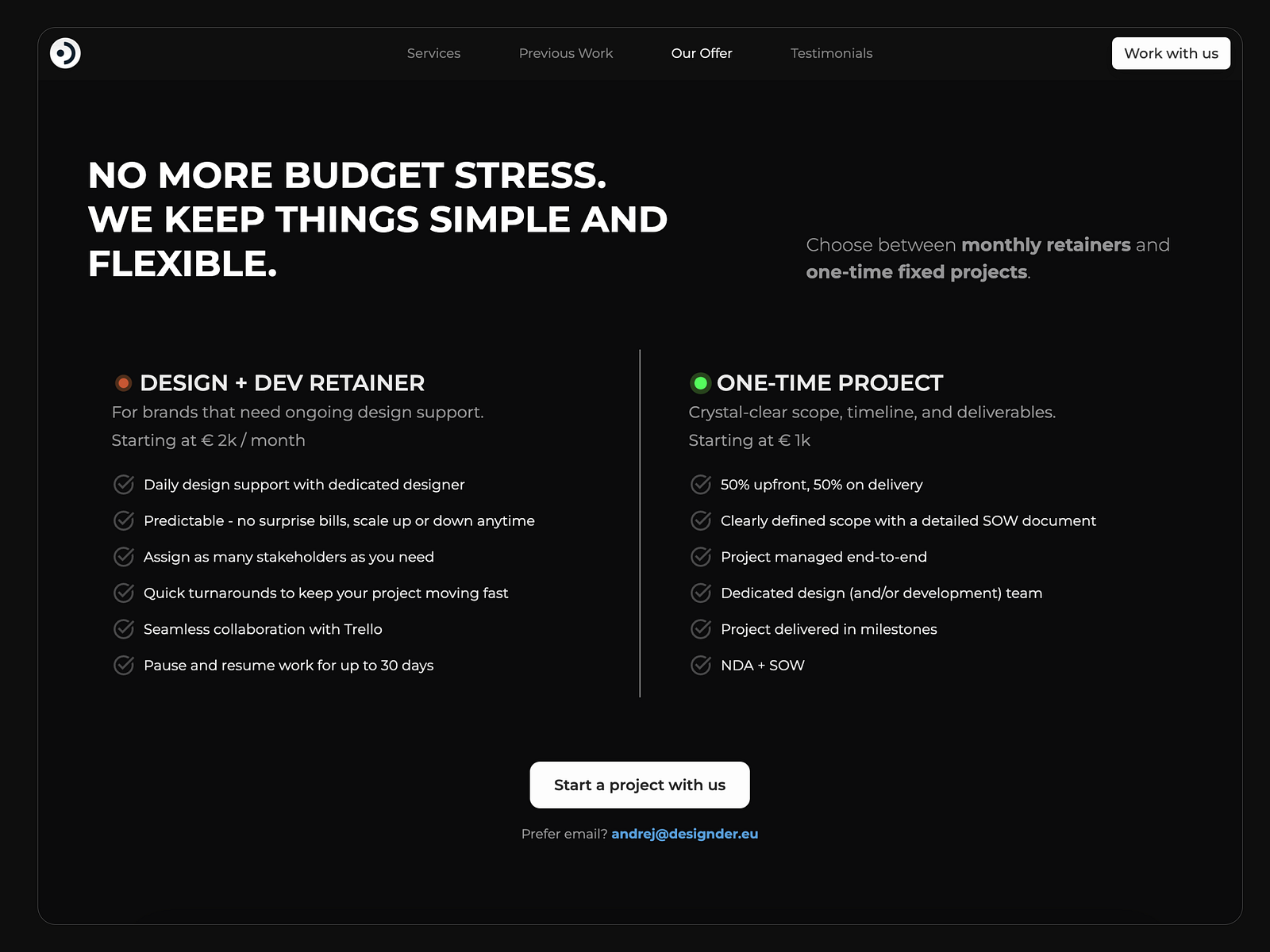 Pricing Page // Designder by Andrej on Dribbble