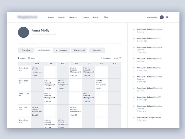 My schedule wireframe by Anna Molly on Dribbble