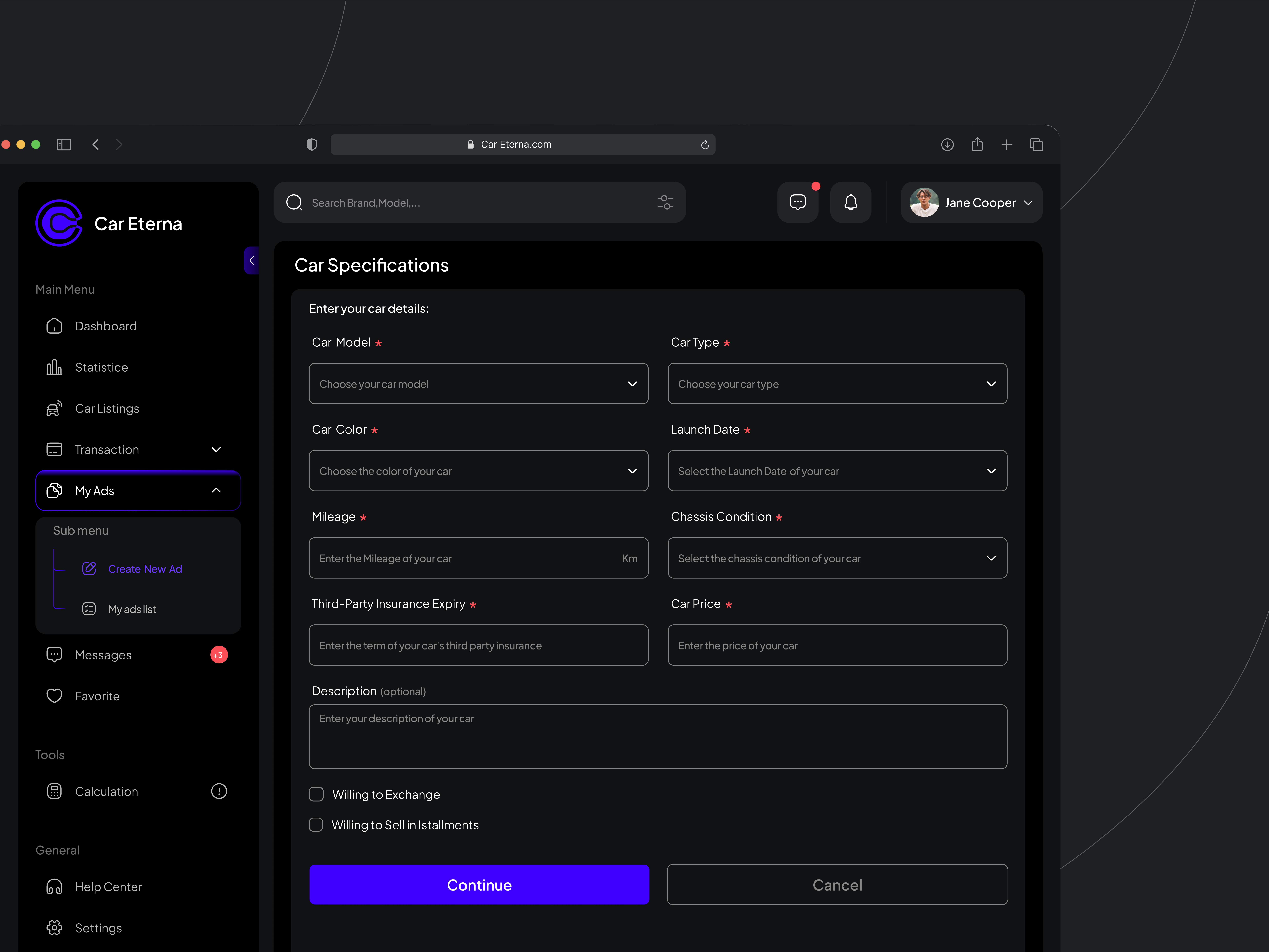Car Eterna - Car Buying & Selling Dashboard by Zahra Tootiyan on Dribbble