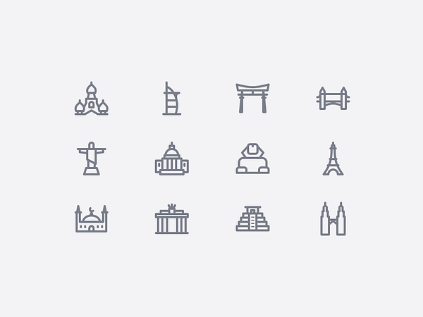Landmark icons by Dmitriy Mir on Dribbble
