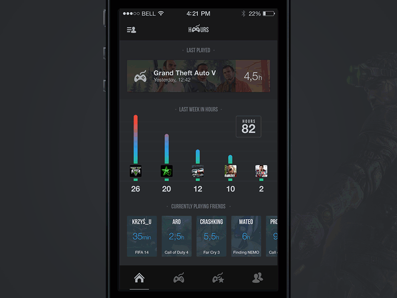 Hours Gaming app by Radek Skrzypczak on Dribbble