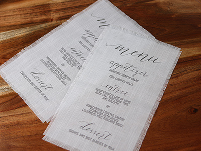 Linen Wedding Menus by Sandra Winner on Dribbble