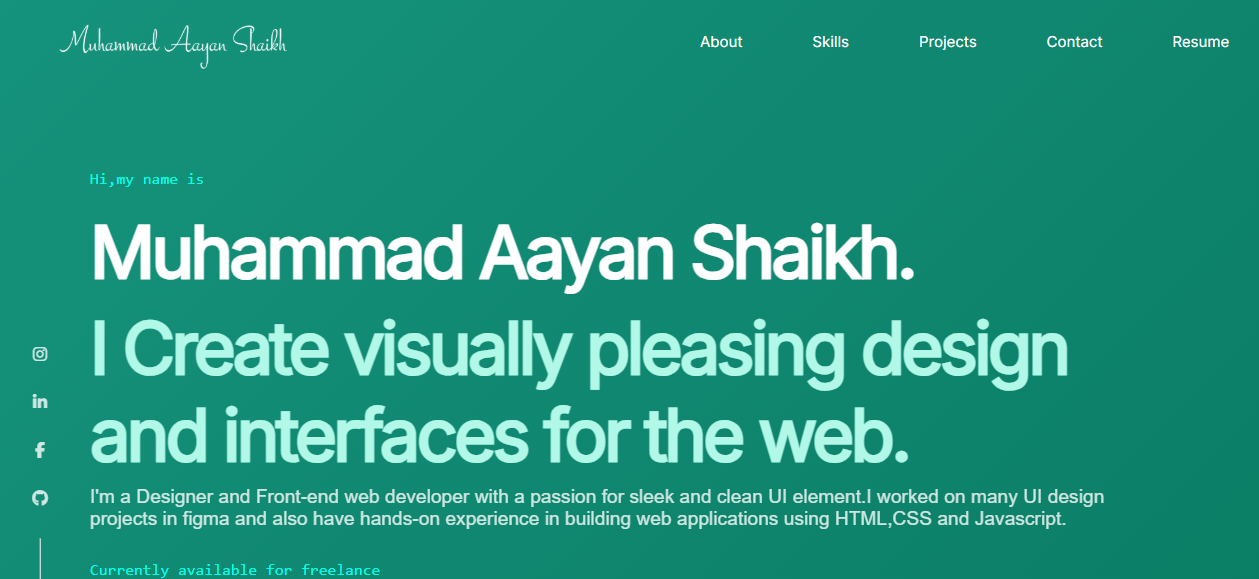 Portfolio design by Muhammad Aayan Shaikh on Dribbble