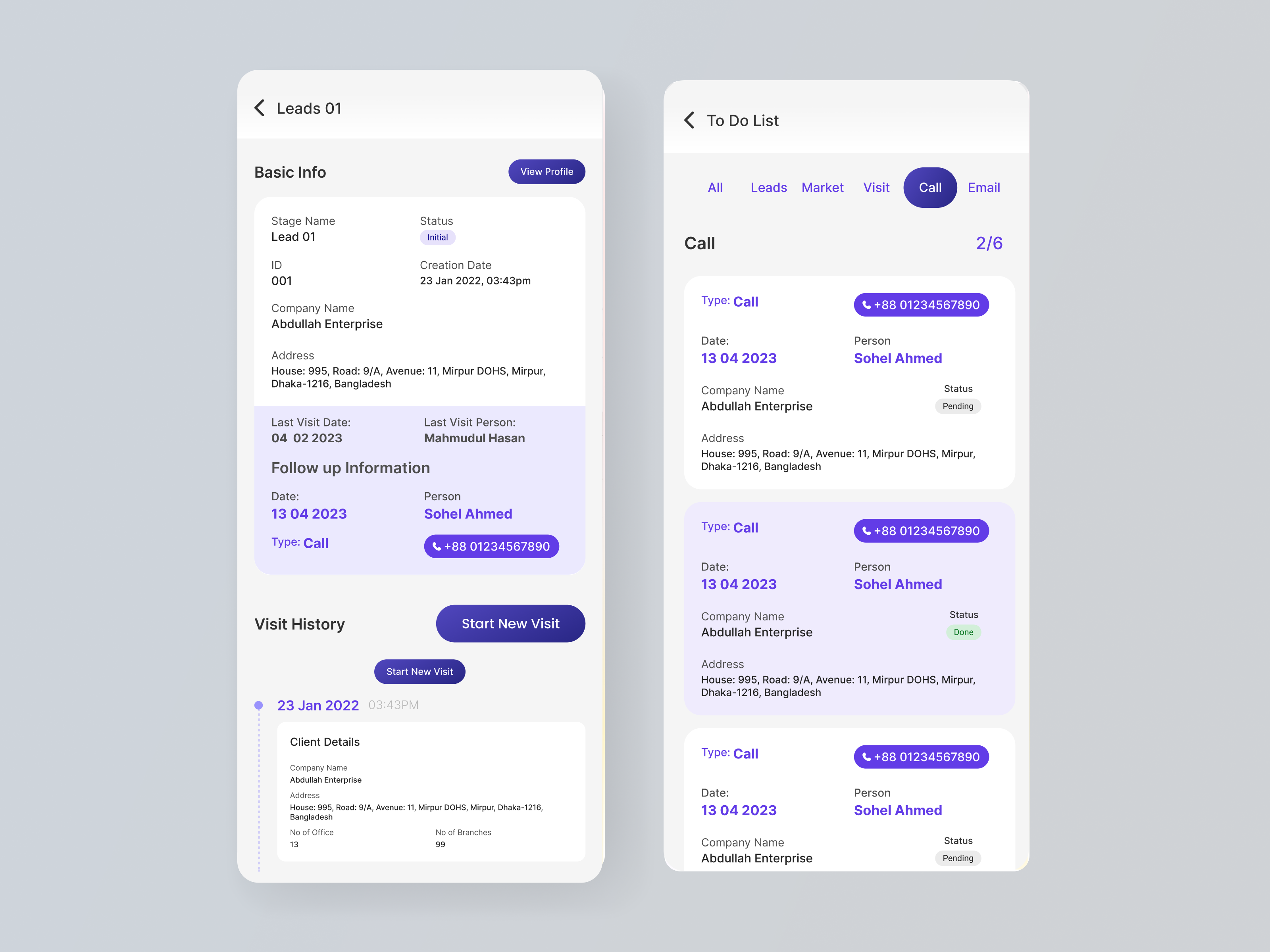 Lead Management App Design by Ideaz13 on Dribbble