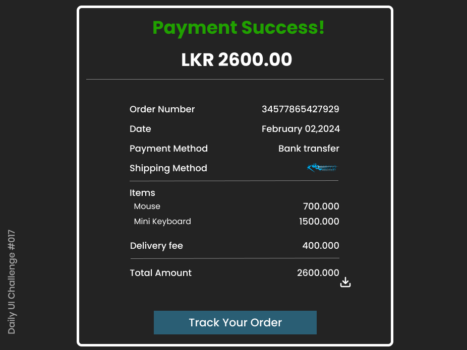 Purchase Receipt | UI Design | Daily UI Challenge #017 by Yasintha ...