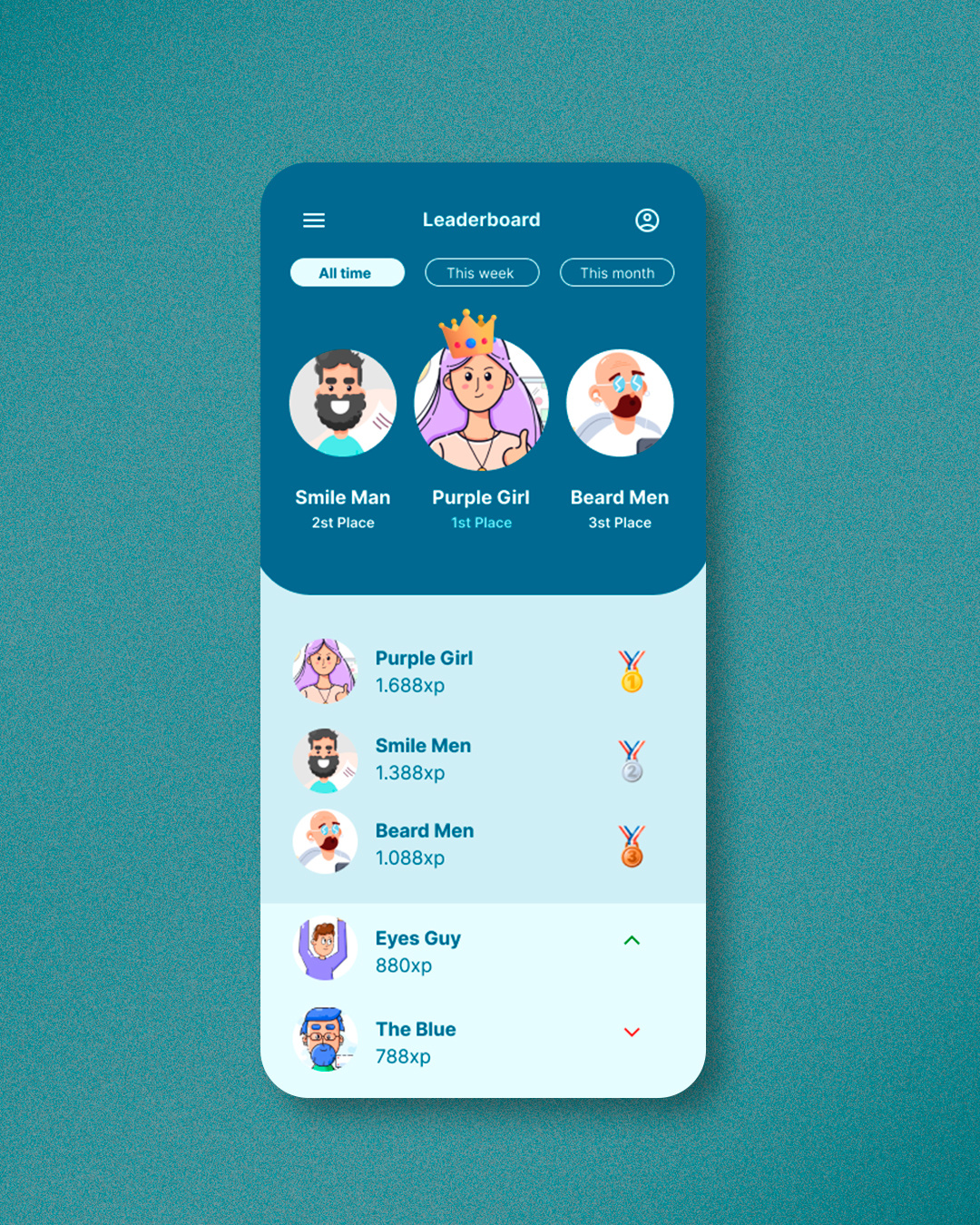 Leaderboard app design by Ariel Oliveira on Dribbble