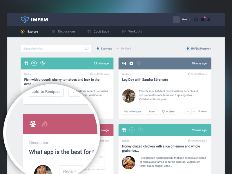 Explore: User Feed by Matt on Dribbble