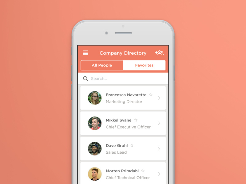 Company Directory app by Alex Small on Dribbble