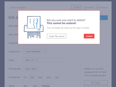 Delete confirmation Rebound by Lewis Spearman on Dribbble