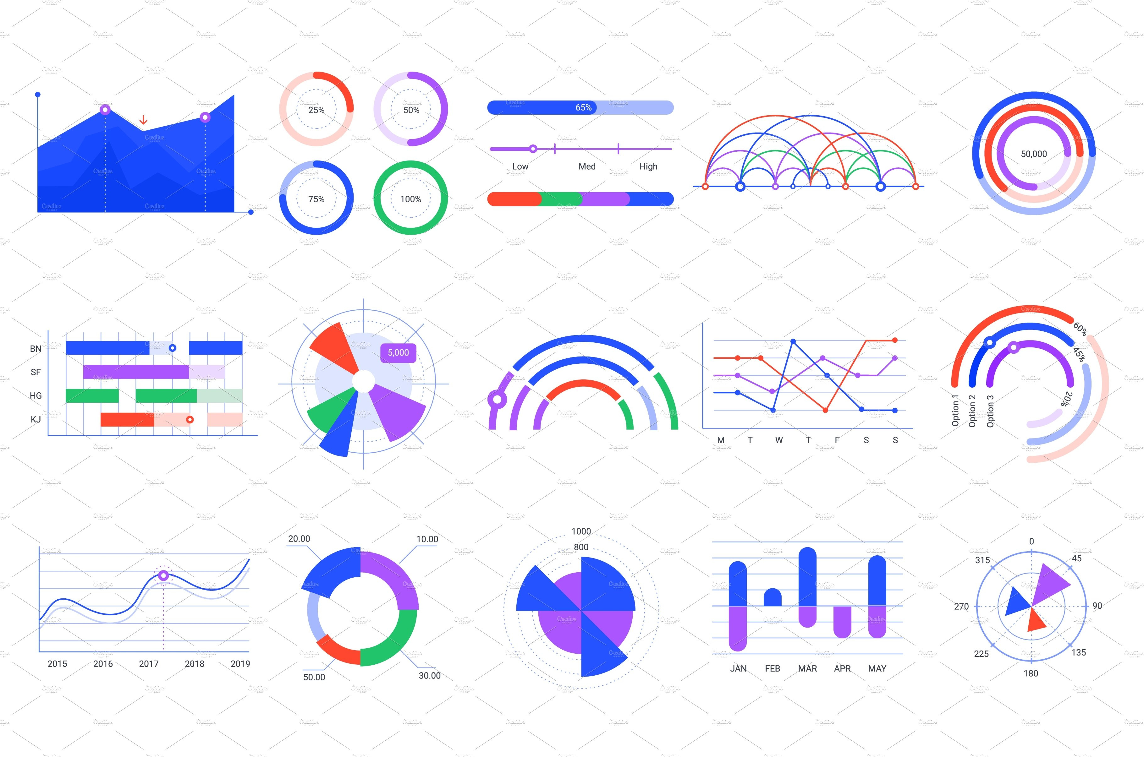 Graph charts. Colorful diagrams by Veronika Oliinyk on Dribbble