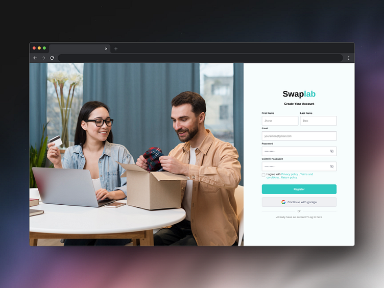Modern Login & Registration Page UI Design | Swaplab by Md Rayhan on ...