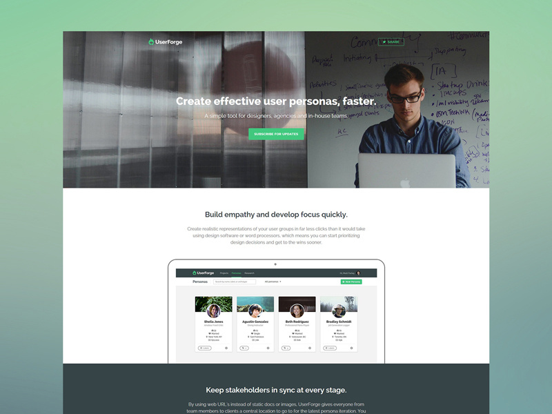 Userforge Landing Page by Matt Farley on Dribbble