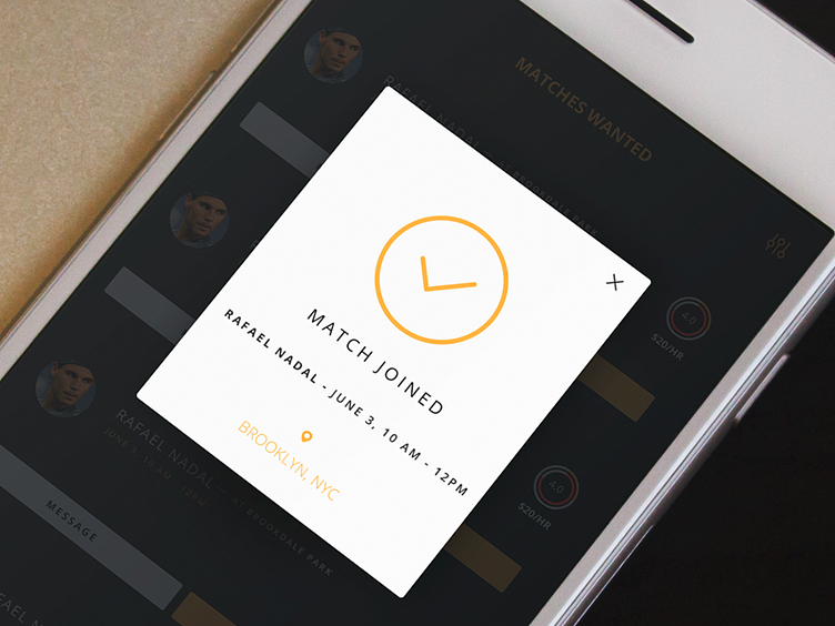 Match Confirmation by Nick on Dribbble