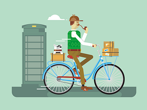 Postman on a bicycle by Anton Fritsler for Kit8 on Dribbble