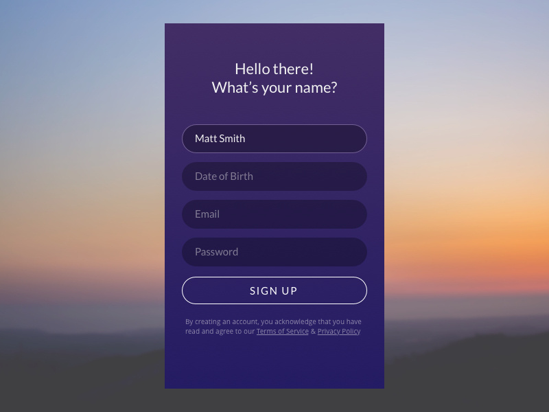 Create Account by Caleb @ Designerama on Dribbble