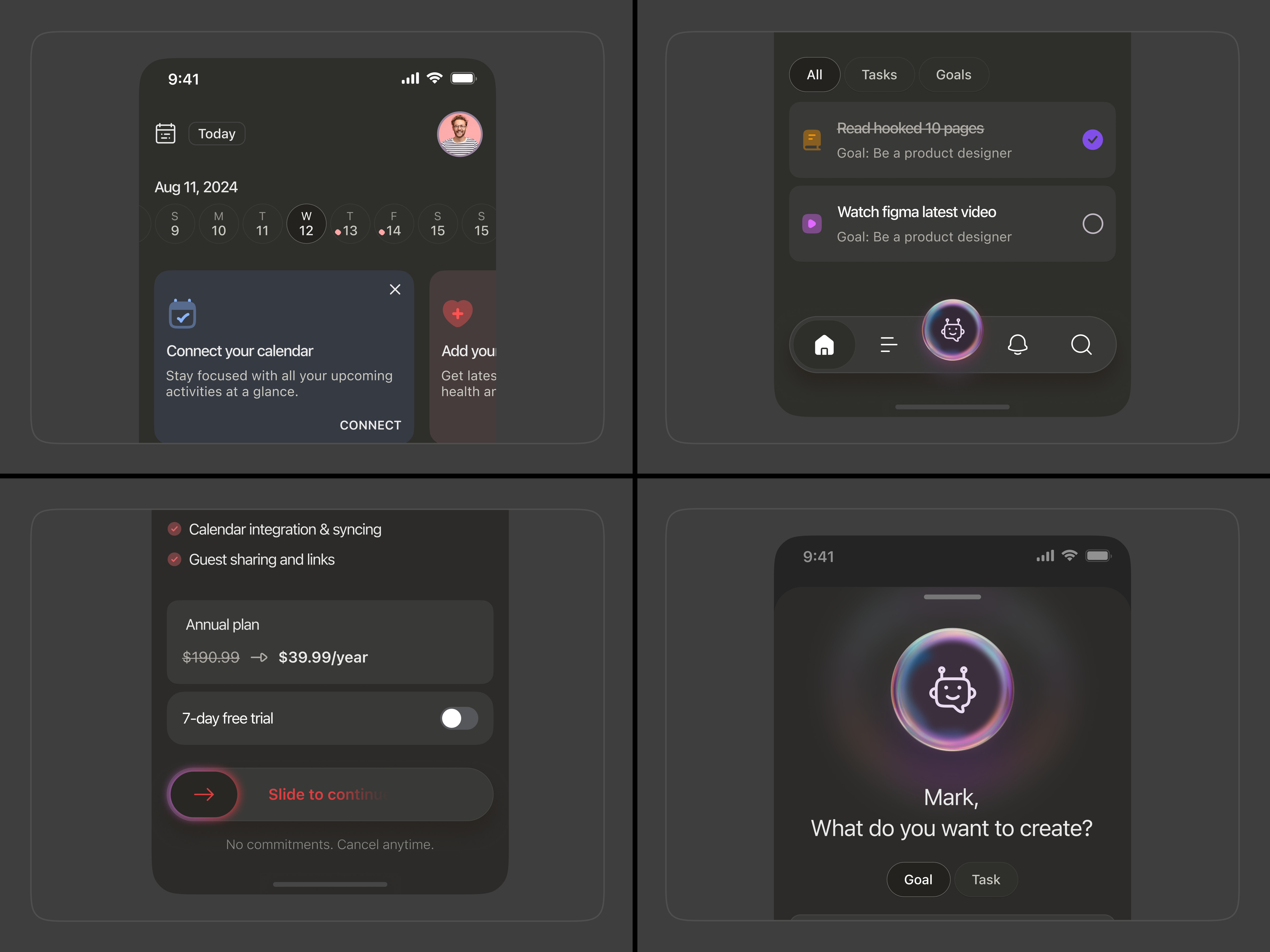 Dark Mobile App designs, themes, templates and downloadable graphic ...