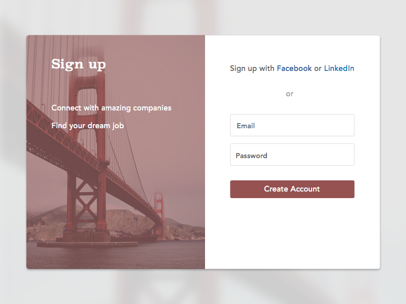 Sign up modal by Allan Yu on Dribbble