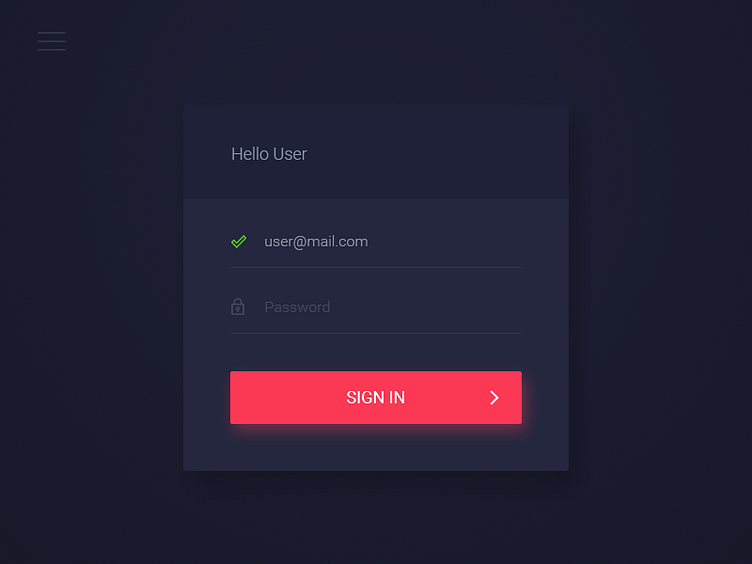 Dark login form by Aaron Iker on Dribbble