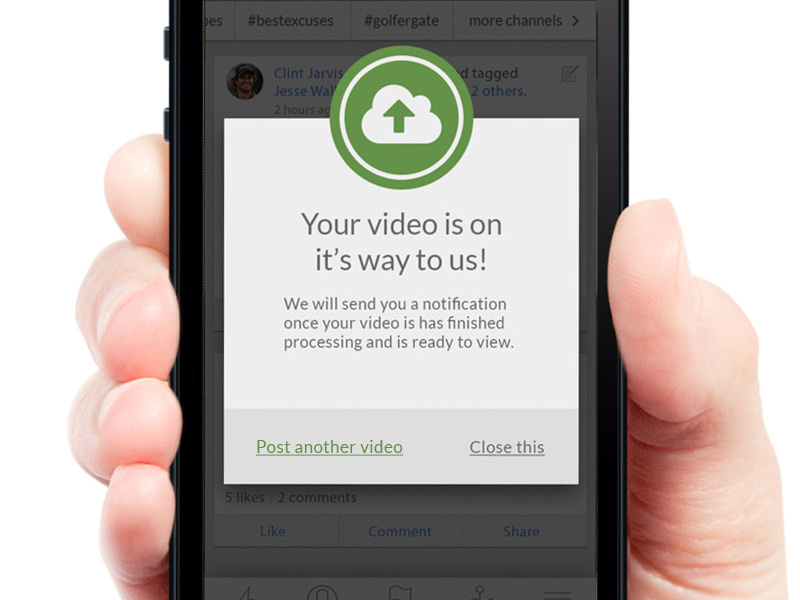 Video Upload Success Message by Jesse Wallace on Dribbble