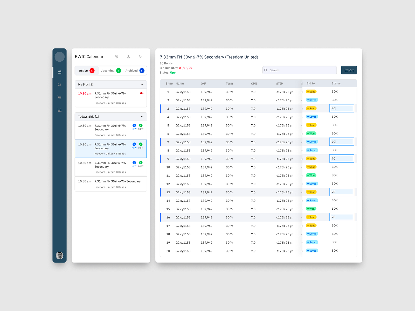 Treasury Bond Screen by Sid Petkar on Dribbble