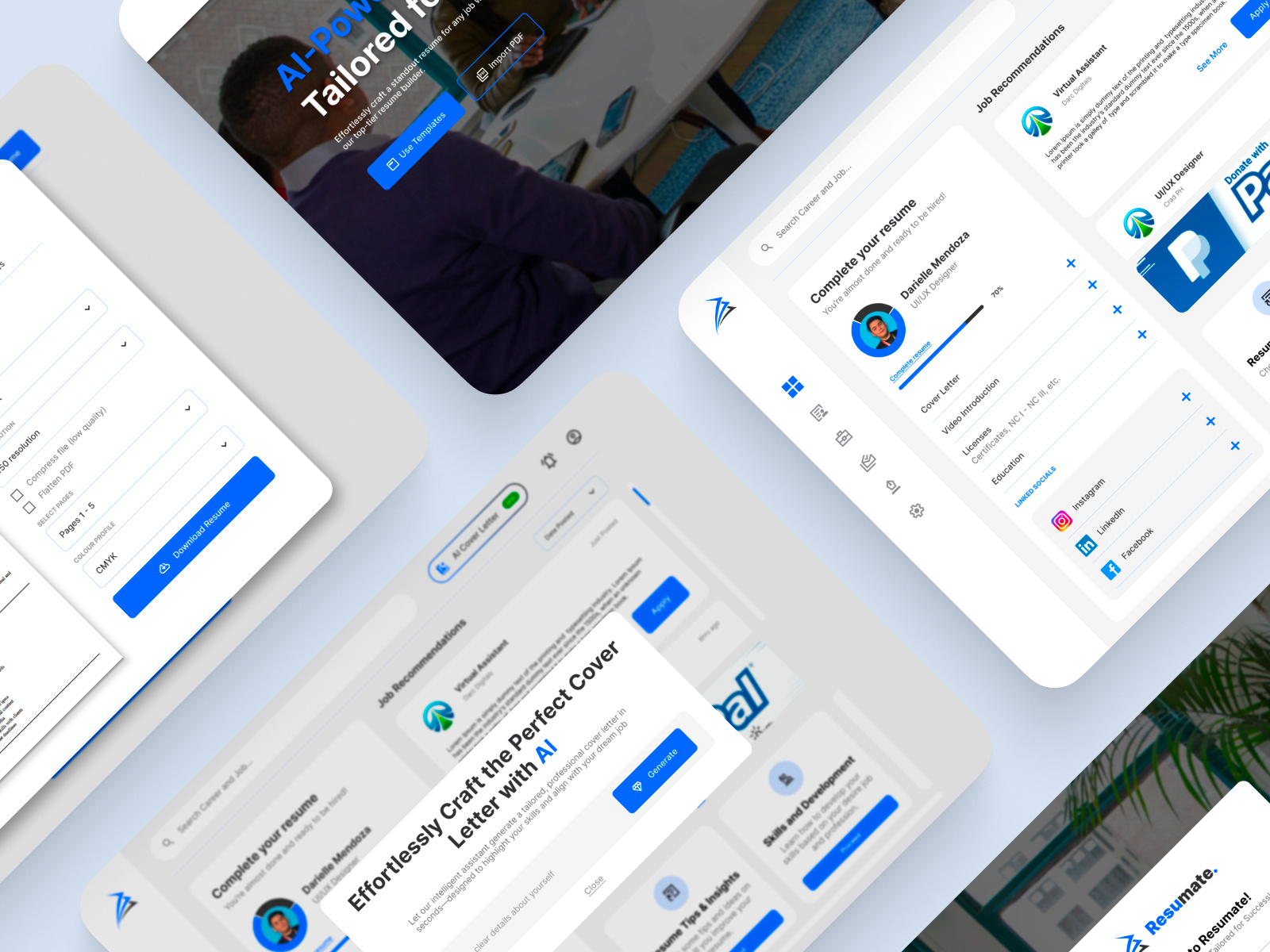 Resumate. - AI Powered Resumes / UI Design / Desktop UI by Darielle on ...