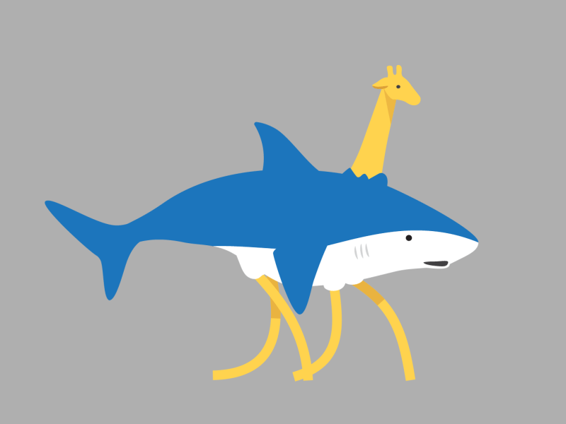 Giraffe Riding A Shark