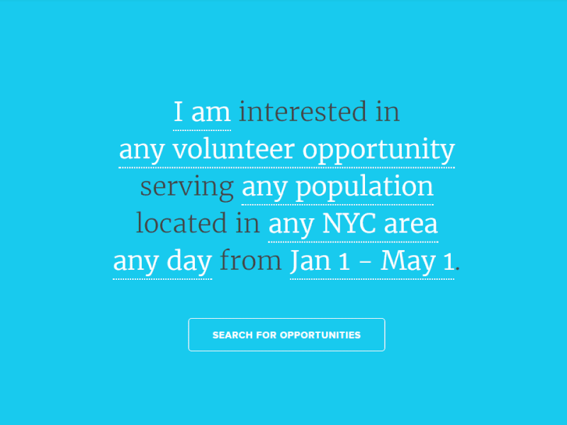 Website UI for a Volunteer Search by Samuel Ryan for FiveStone on Dribbble