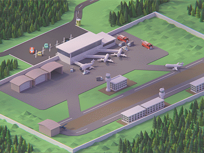 Low poly airport (animation) by Mohamed Chahin on Dribbble