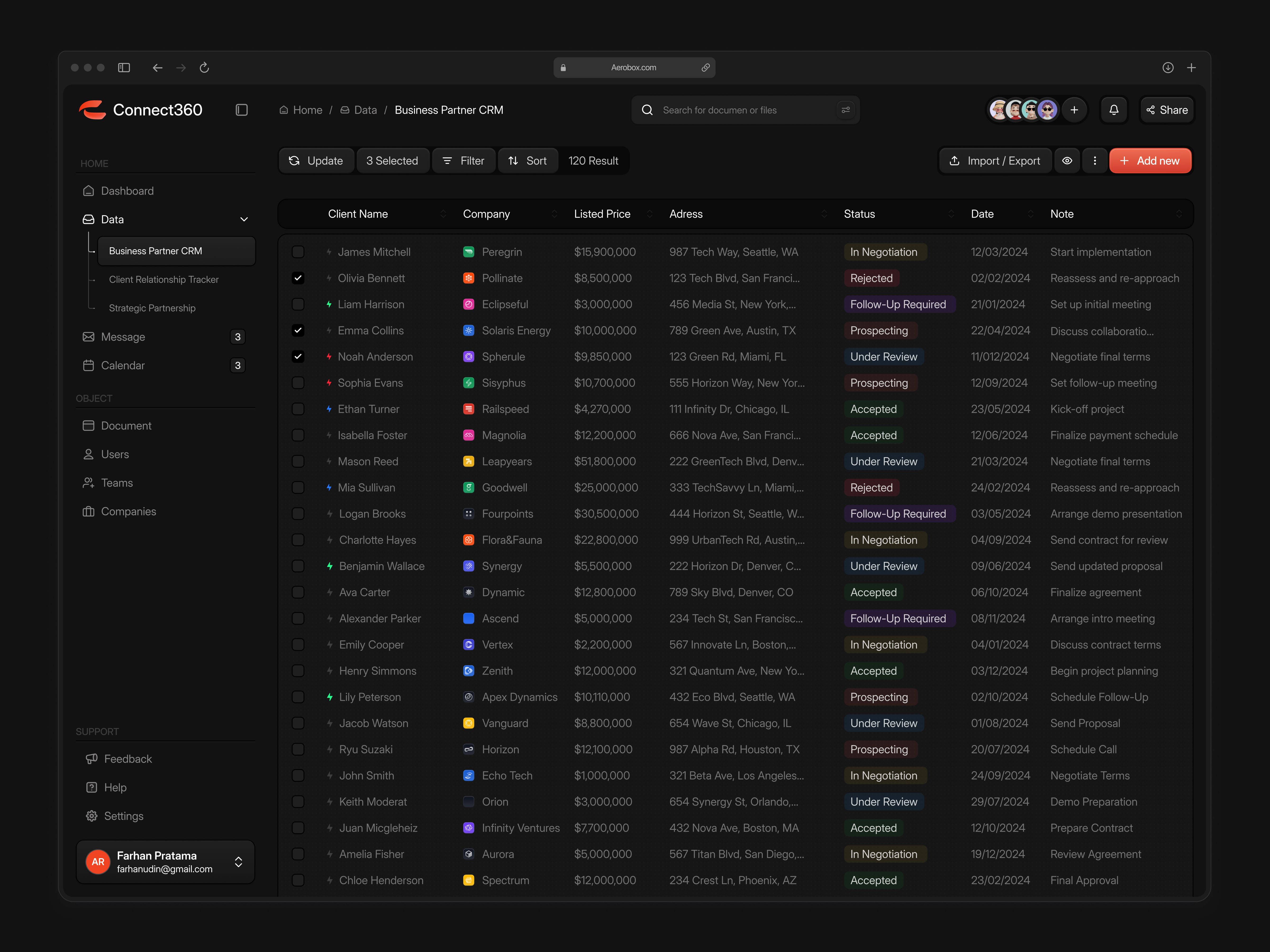 Connect360 - CRM Business Partner Dashboard Darkmode Version by ...